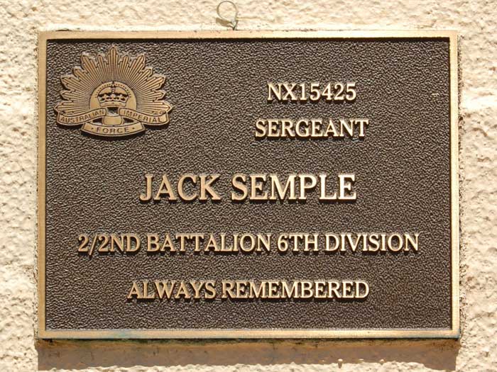 Semple, Jack - Kokoda Track Memorial Walkway