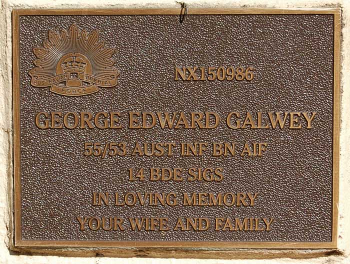 Galwey, George Edward - Kokoda Track Memorial Walkway